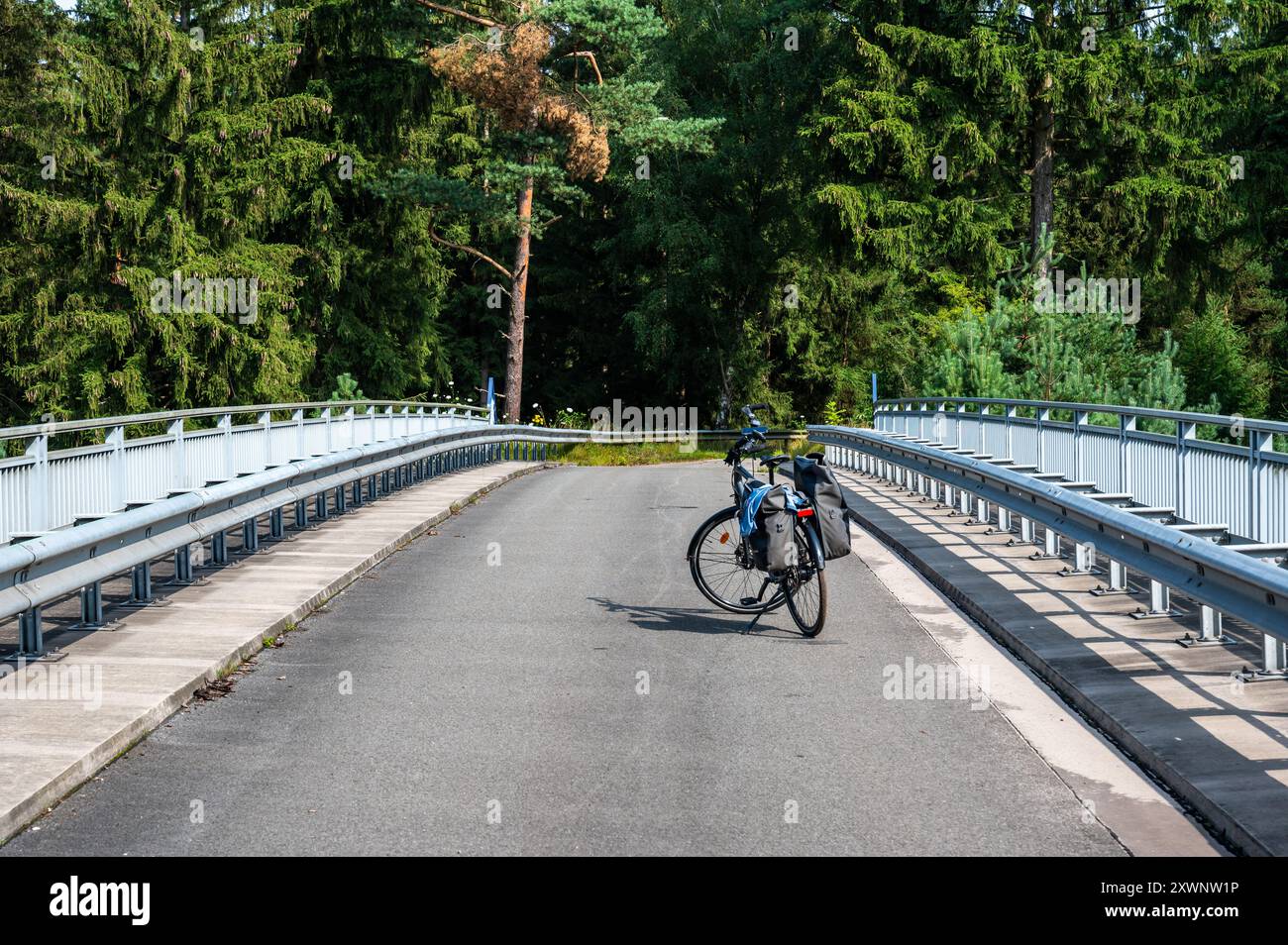 Heidenau, Germany, July 18, 2024 - Pedestrian and cycling bridge over ...