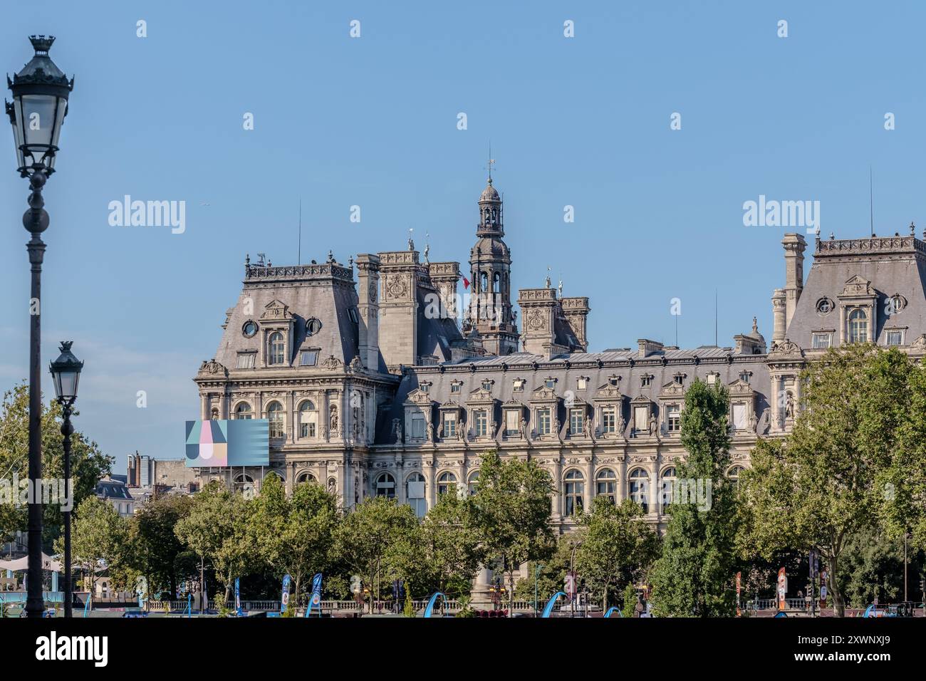 Paris, France - August 10, 2024 : View of the City Hall from the side ...