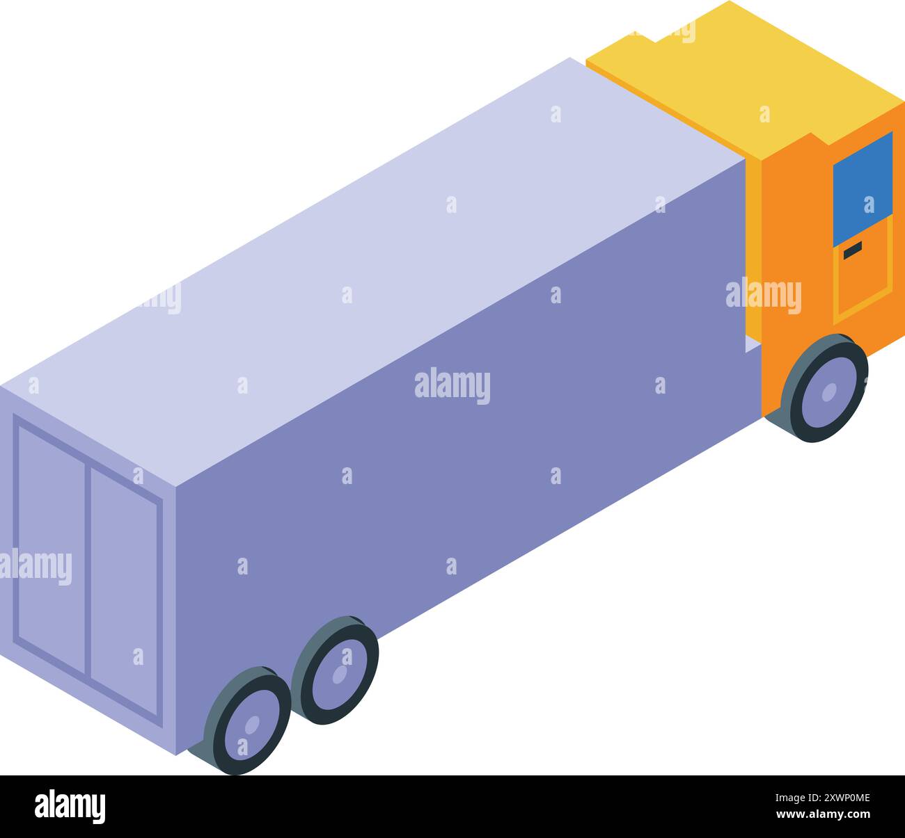 Long trailer truck delivering goods in isometric view, isolated on ...