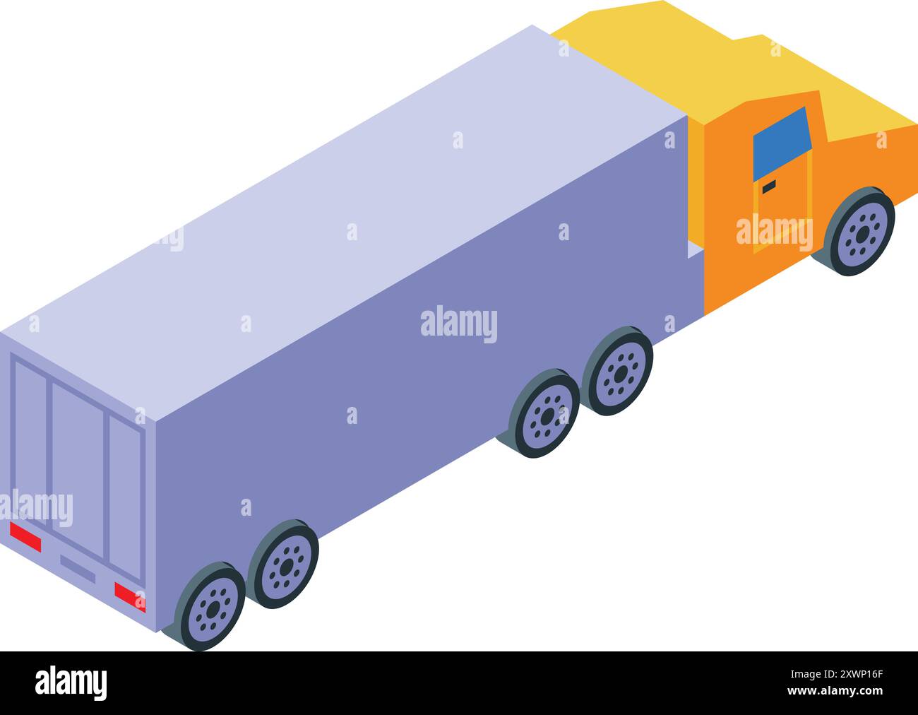 Long trailer truck transporting goods is depicted in isometric view ...