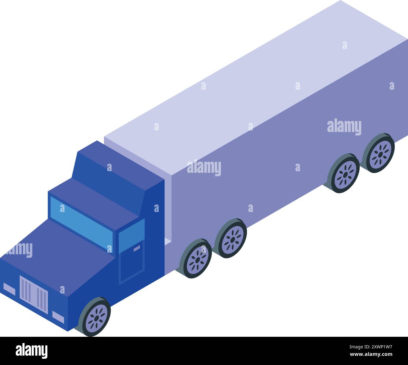 Blue truck is transporting goods in an isometric view, representing ...