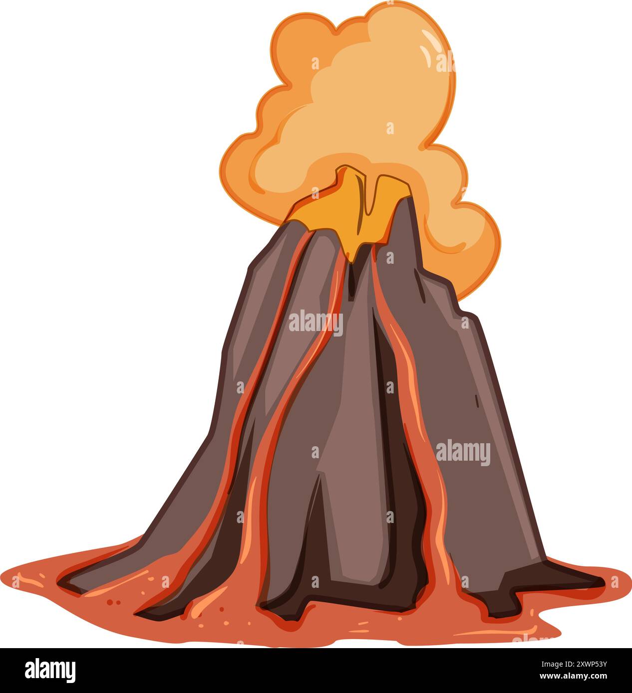 pyroclastic volcano eruption cartoon vector illustration Stock Vector ...