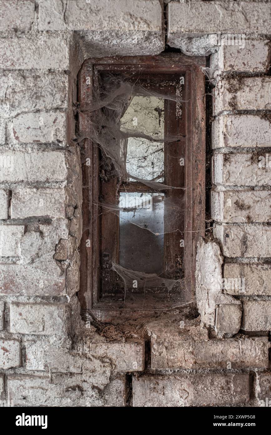 Dusty old abandoned window indoor Stock Photo - Alamy
