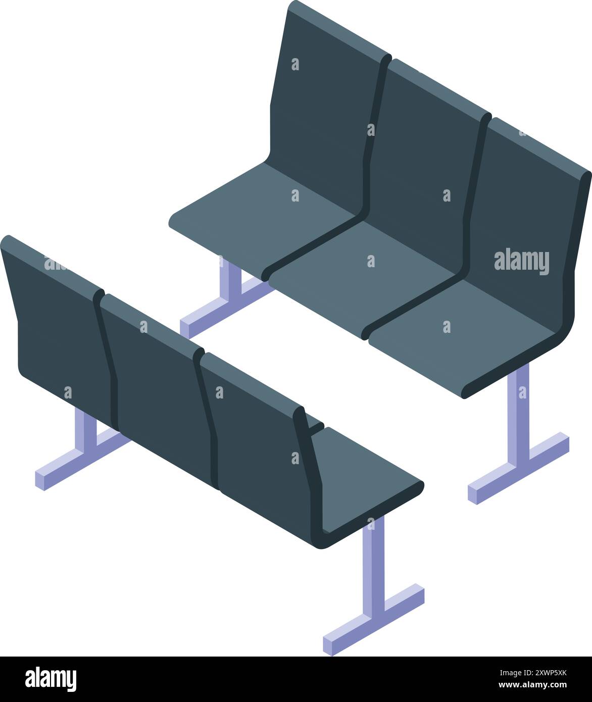 Two empty rows of airport seats facing opposite directions Stock Vector ...