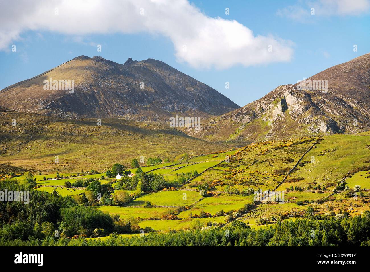 The Mourne Mountains, County Down, Northern Ireland. South over the ...