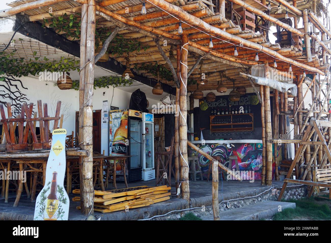 Bar, Puerto Villamil village, Isabela Island, Galápagos, Ecuador, South ...