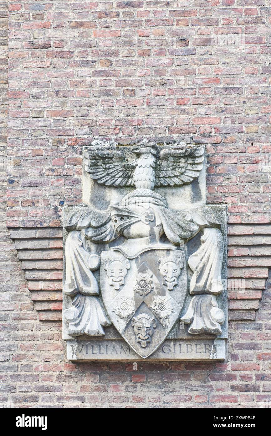 Memorial, to the scientist William Gilbert, on a wall at St John's ...