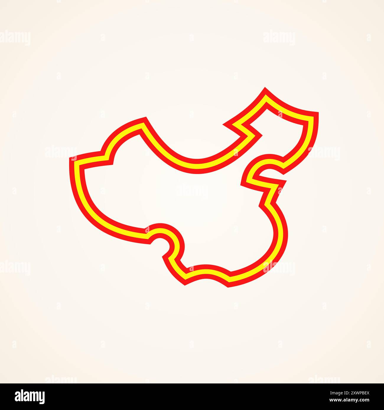 Simplified stylized outline map of China, colors from the flag Stock ...