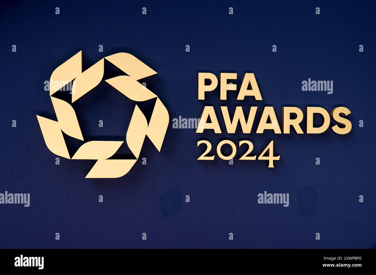 The PFA Awards 2024 logo at the Opera House Manchester. Picture date: Tuesday August 20, 2024 ...