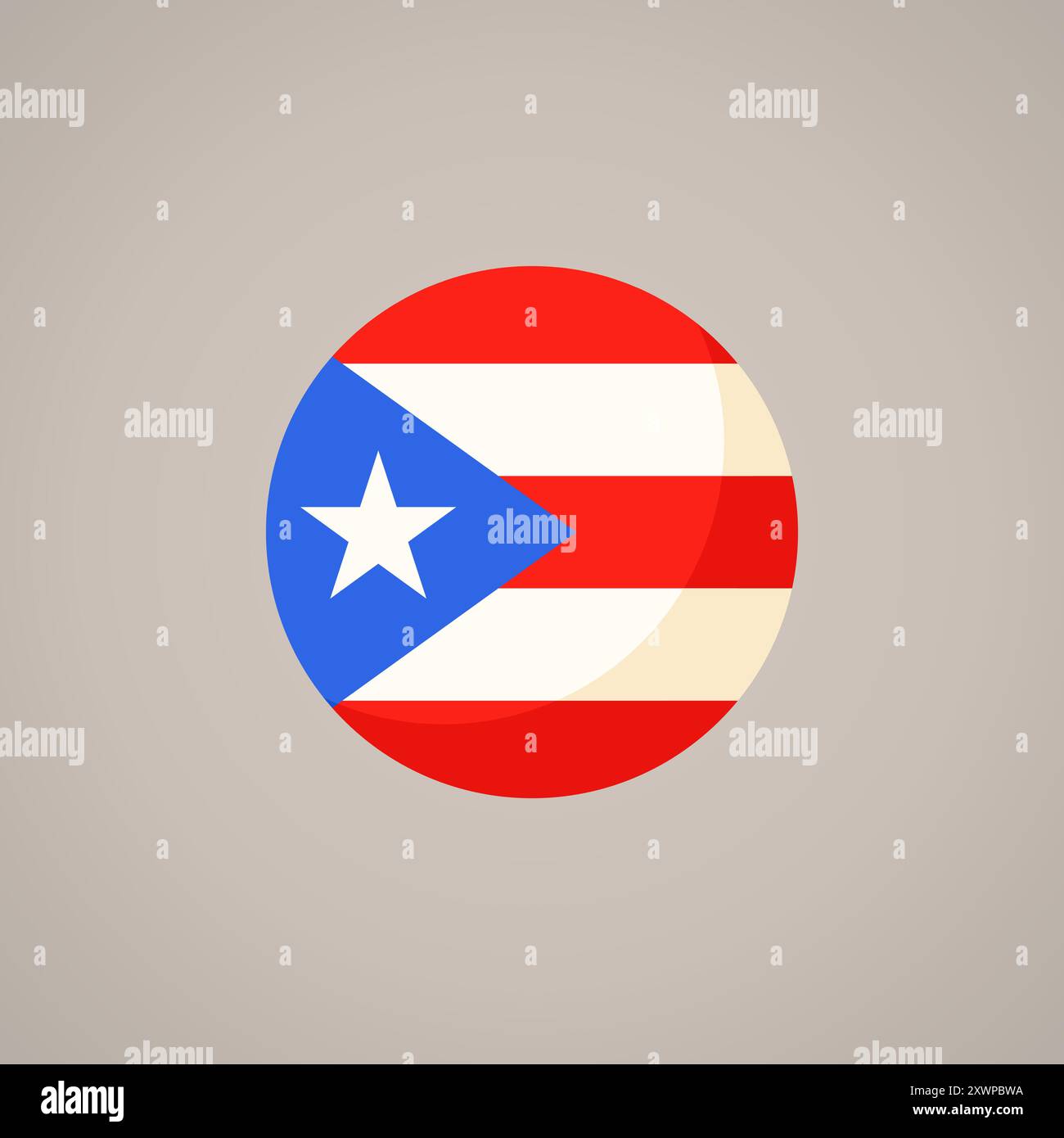 Circular flag of Puerto Rico. Flat design style Stock Vector Image ...
