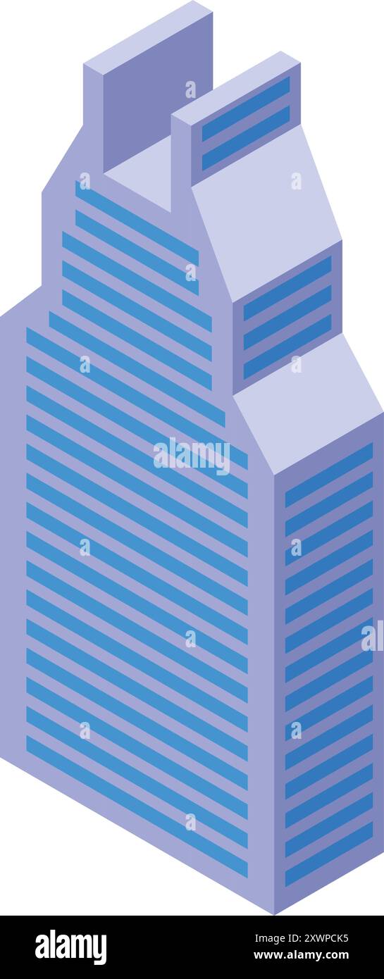 Modern business center skyscraper standing tall isometric icon ...