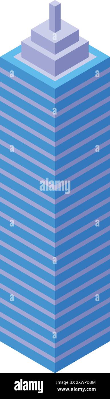 Blue isometric office building standing tall with a unique ...