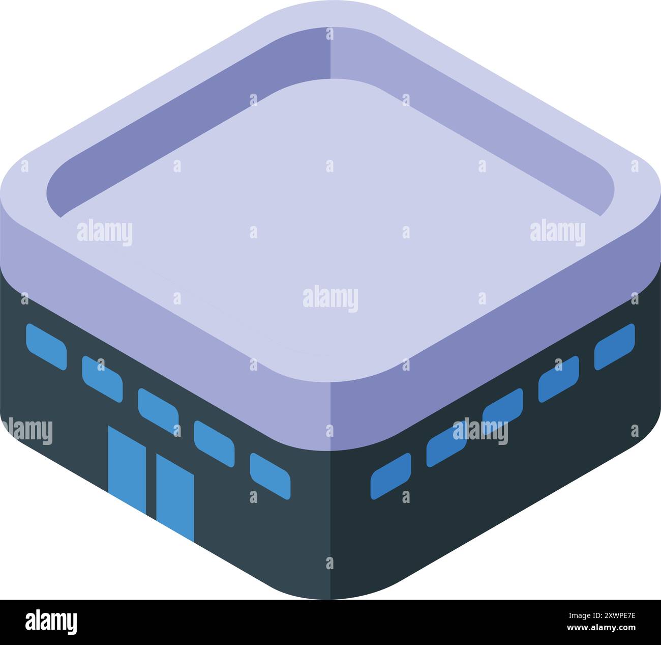 Modern building with a square roof, shown in isometric projection Stock ...