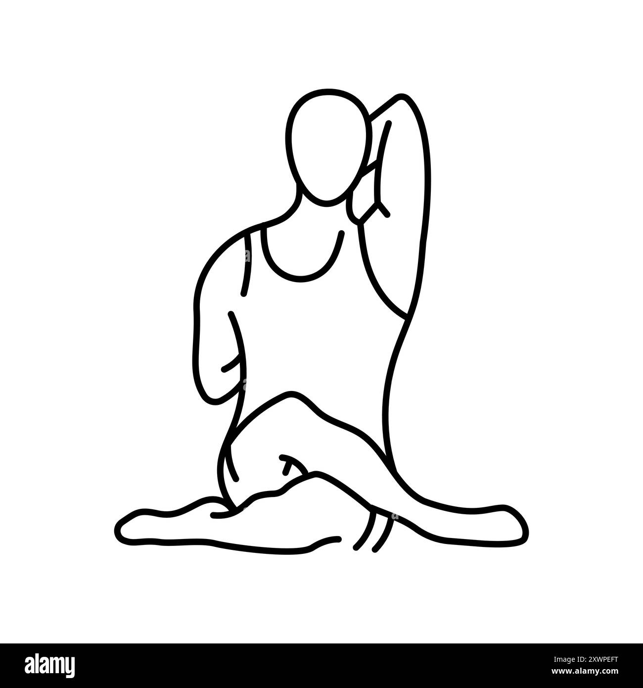 Gomukhasana (Cow Face Pose) line icon. A man does yoga. Vector isolated ...