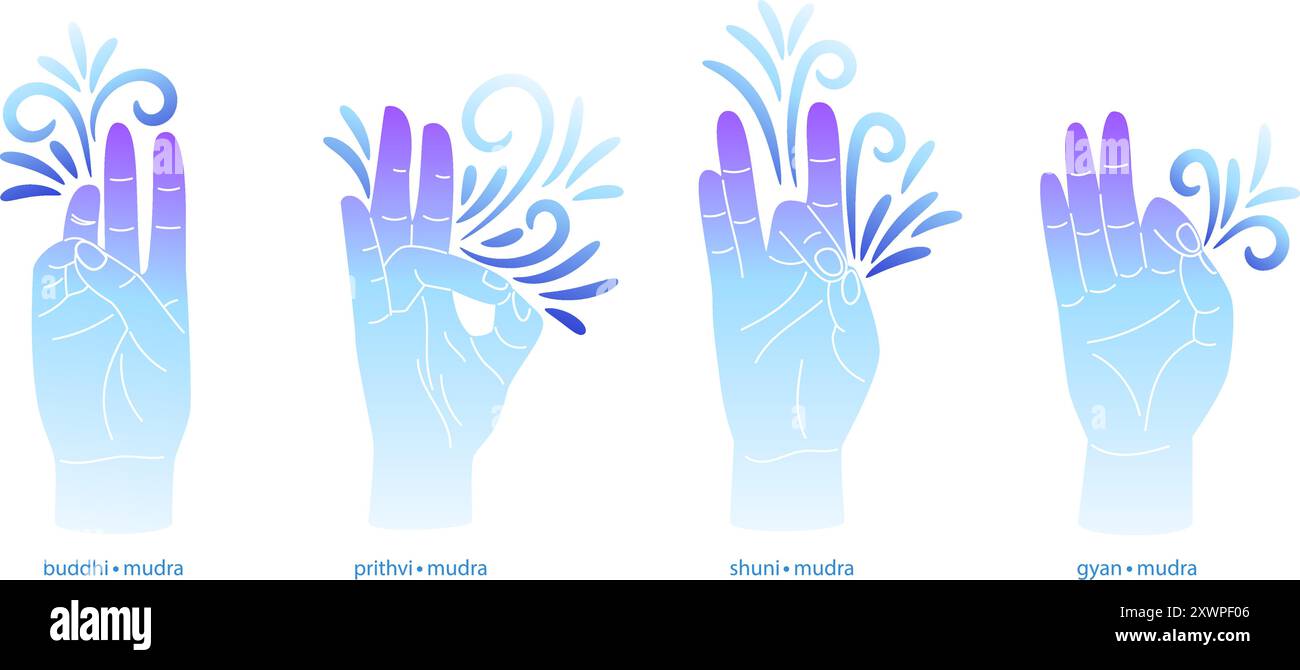 Beautiful set of different mudras authors work Stock Vector Image & Art - Alamy