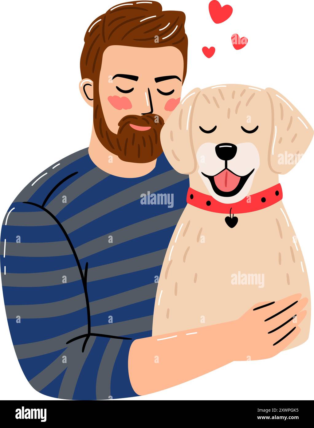 Guy hugs dog Stock Vector Images - Alamy