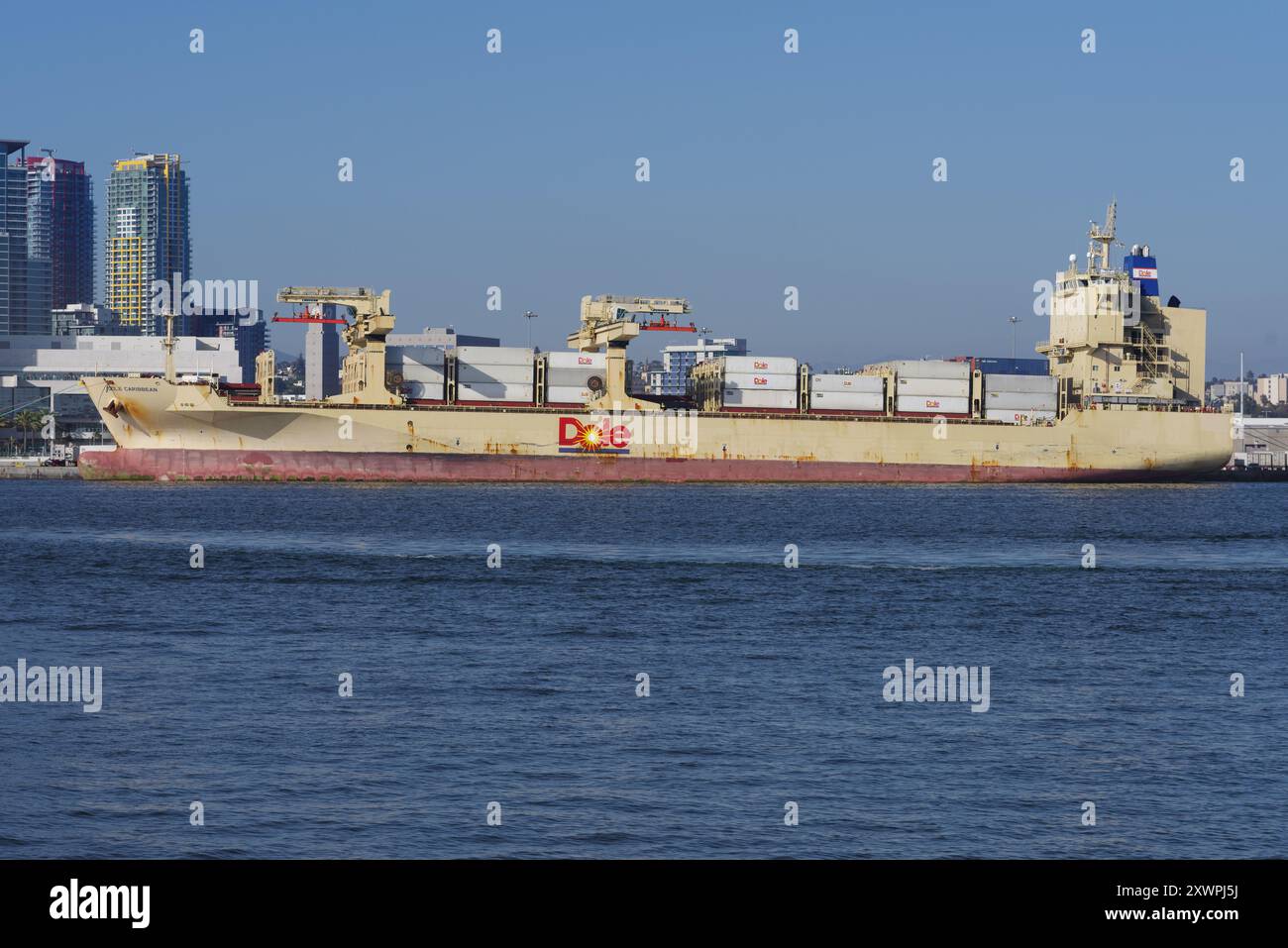 Container ship Dole Caribbean shown docked at the Port of San Diego ...