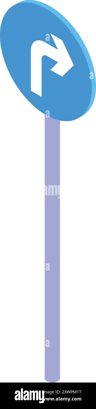 Blue round road sign showing the direction for a right turn Stock ...