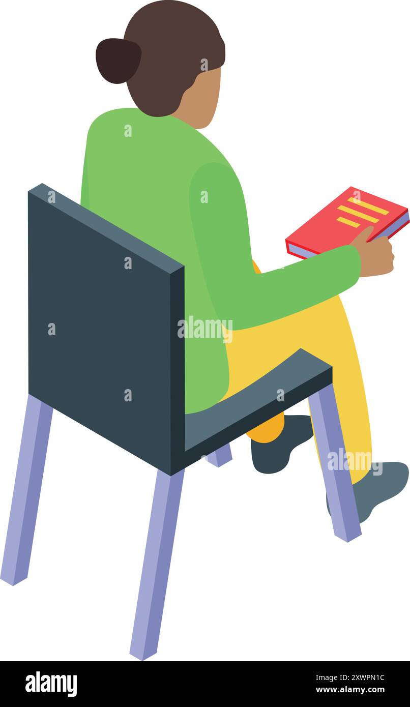 Back view brunette woman book Cut Out Stock Images & Pictures - Alamy