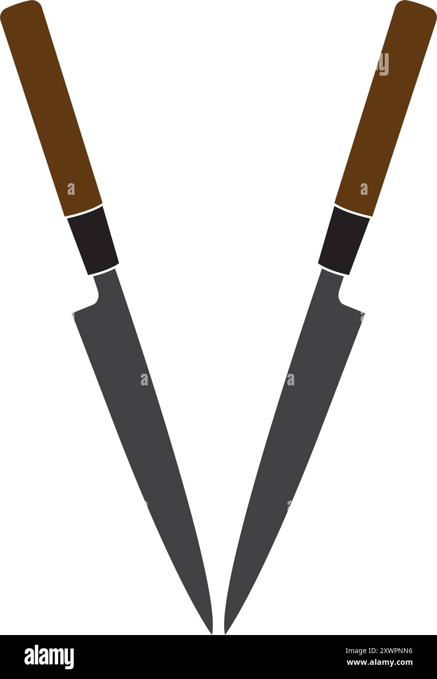 Stylish butcher kitchen knife vector illustration Stock Vector Image ...