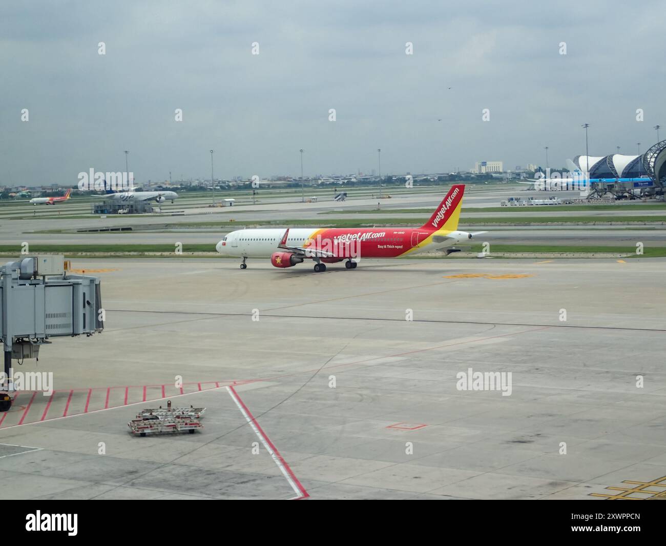 A Vietjet airplane prepares to take off at Satellite Terminal 1 (SAT-1 ...