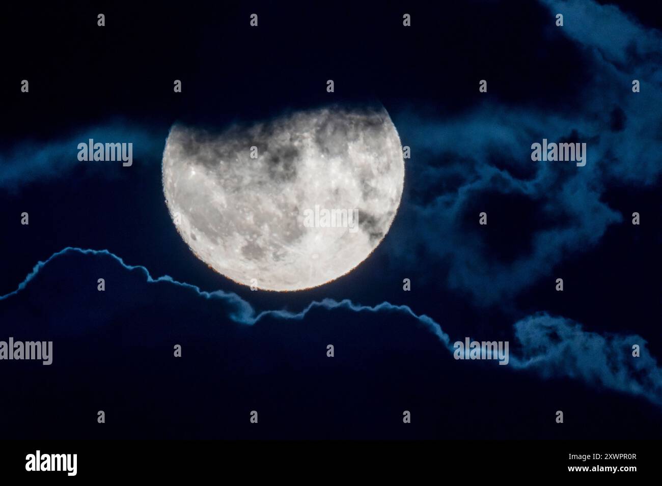 Full Super Blue Moon over Rocky Mountains; Salida; Colorado; USA Stock ...