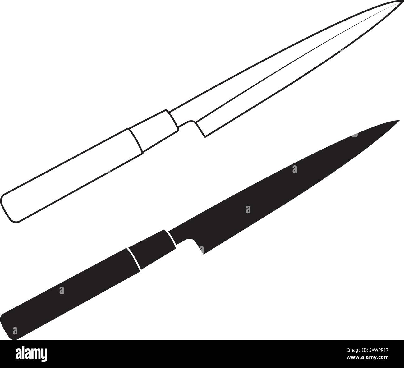 Stylish butcher kitchen knife vector illustration Stock Vector Image ...