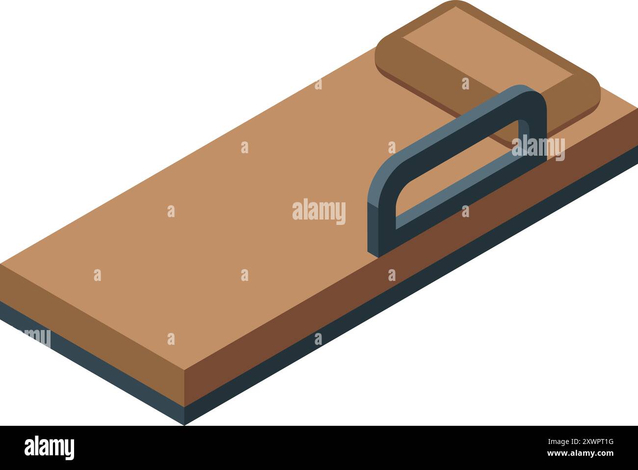 Simple wooden bed with brown mattress and pillow, isometric view Stock ...