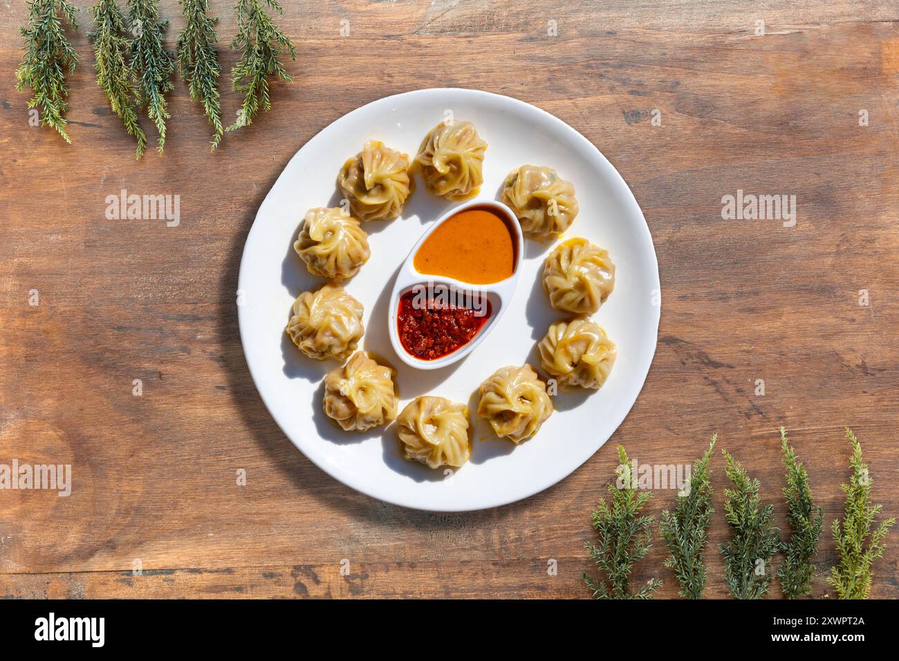 Nepali Tibean Momo Chicken Vegetable Meat Dumplings with Sauce Chutney ...