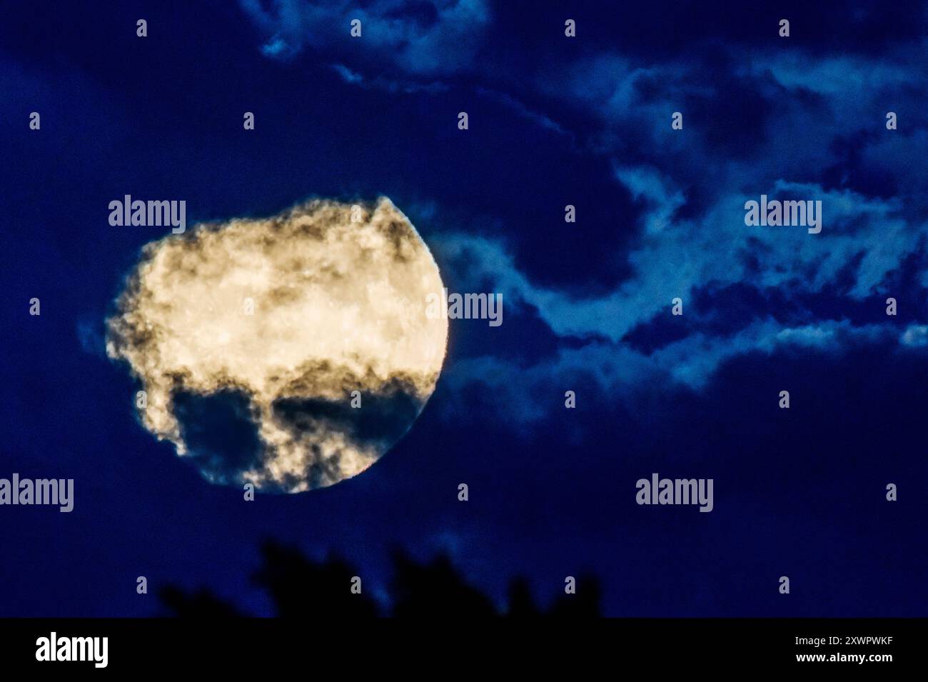Full Super Blue Moon over Rocky Mountains; Salida; Colorado; USA Stock ...