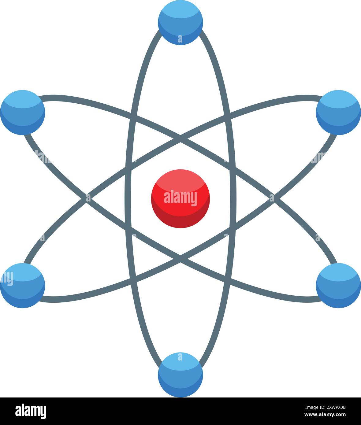 Atom particles circling around nucleus icon illustration depicting ...