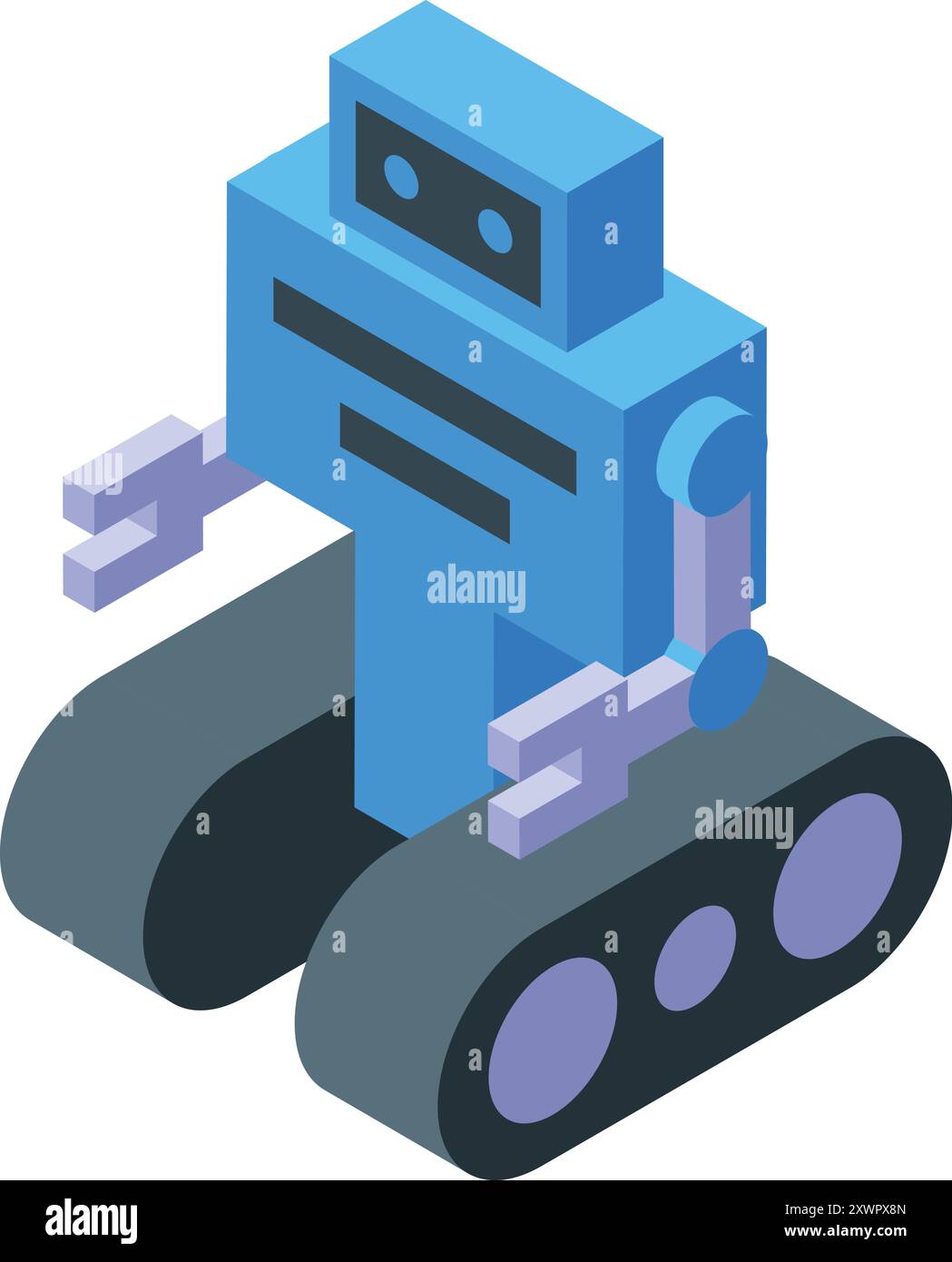 Blue robot with wheels moving in isometric view Stock Vector Image ...