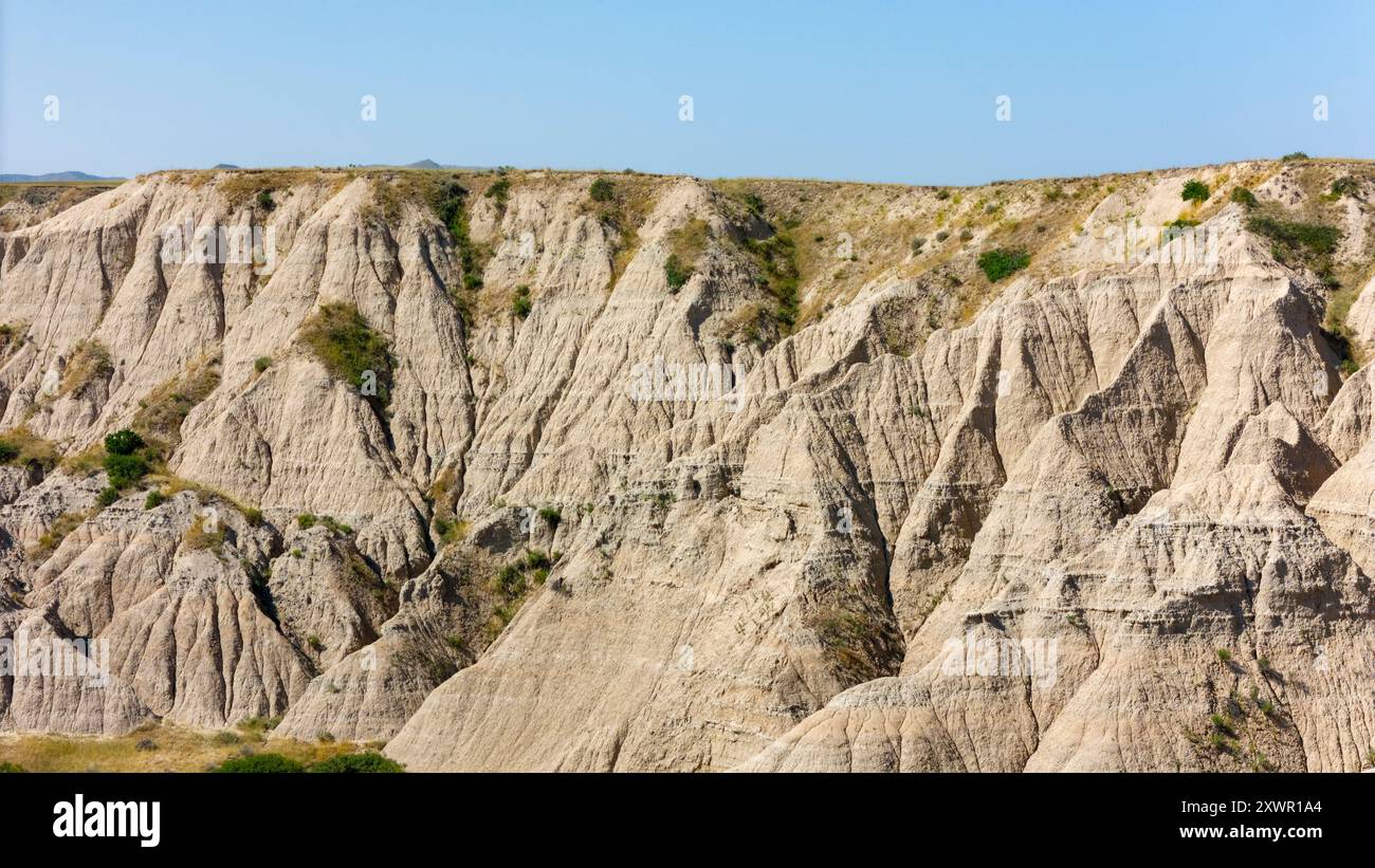 Aerial photograph of the eroded rock and clay formations at Toadstool ...