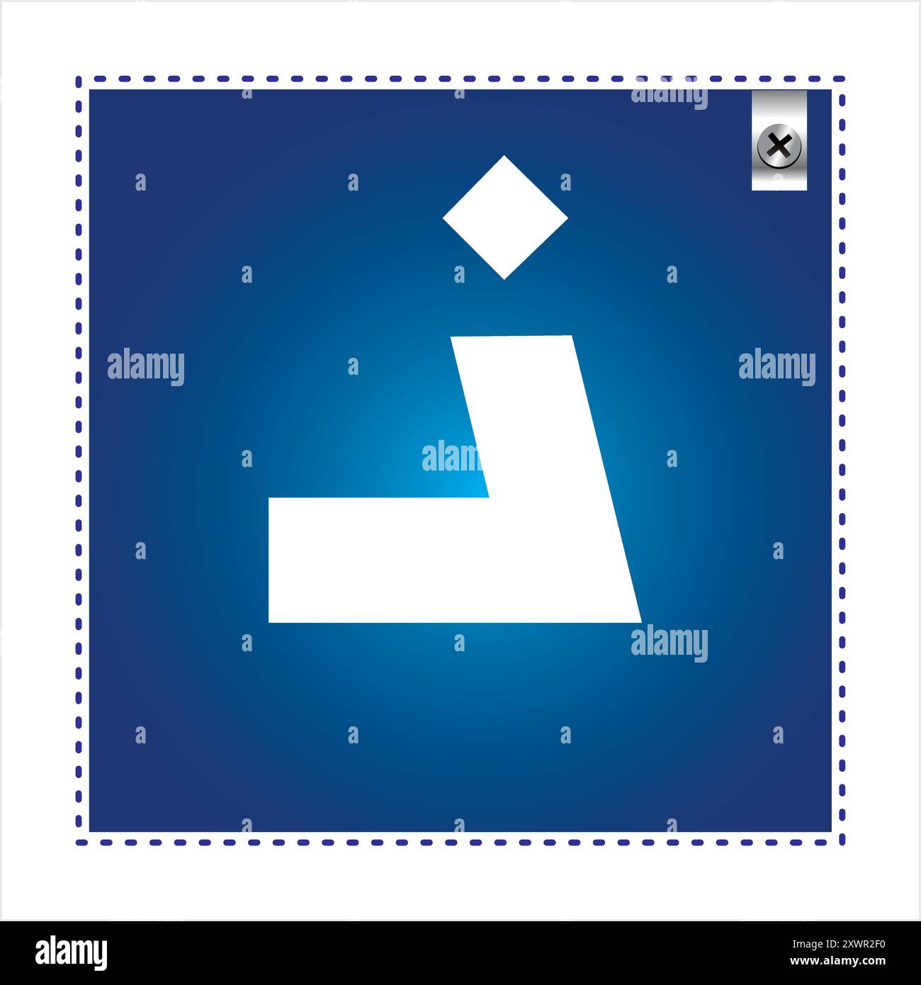 Arabic Kufic Typography A-Z Blue and Silver Alphabet Set with long ...