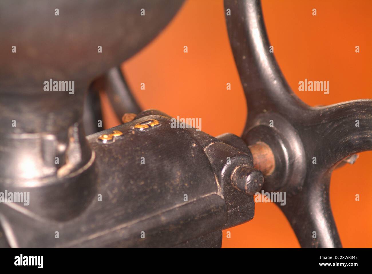 Vintage wheel coffee grinder Stock Photo - Alamy