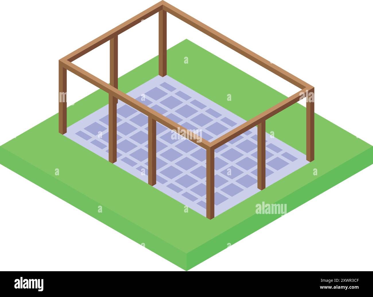 Architect planning new patio pergola building project isometric Stock ...