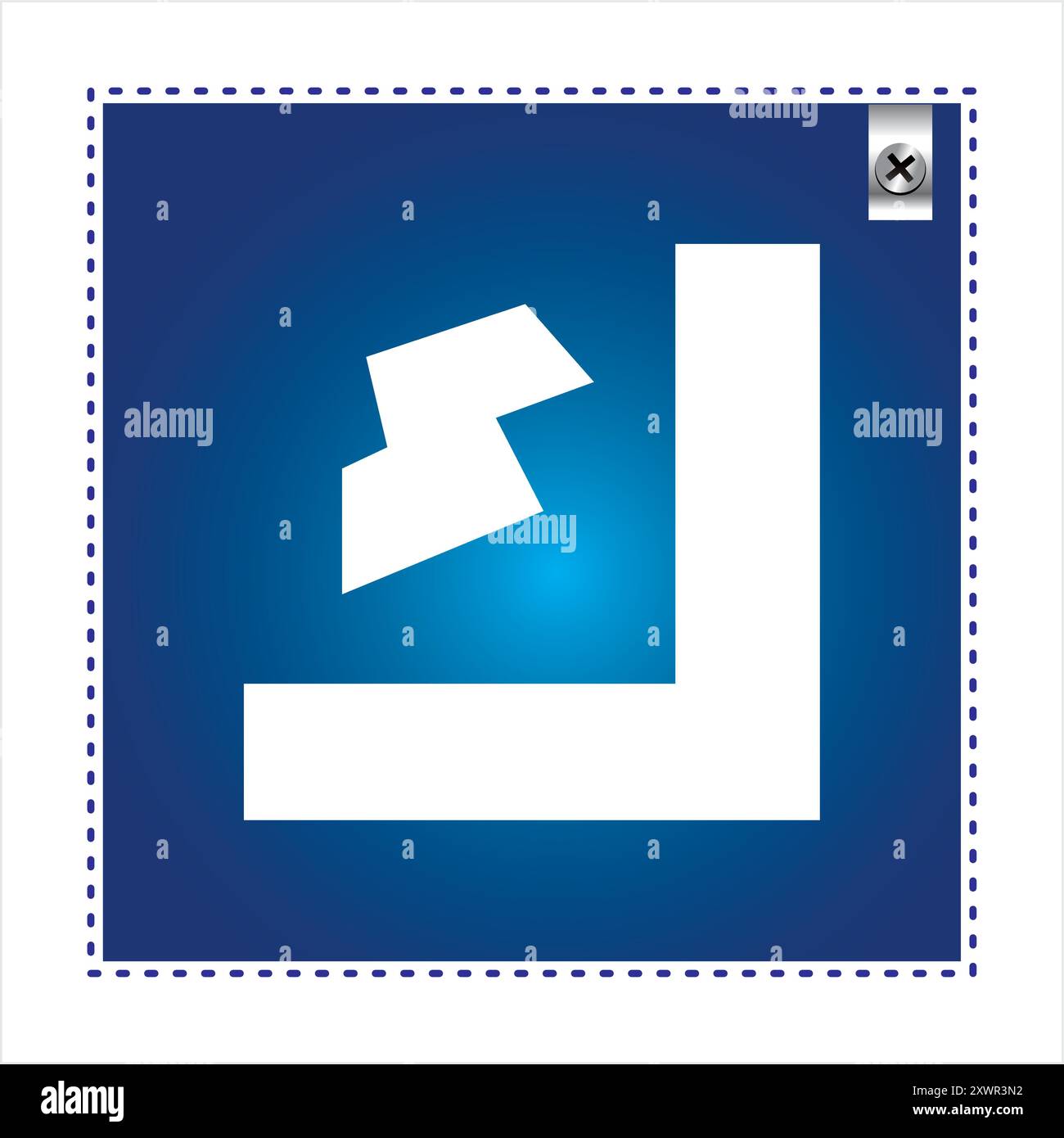 Arabic Kufic Typography A-Z Blue and Silver Alphabet Set with long ...