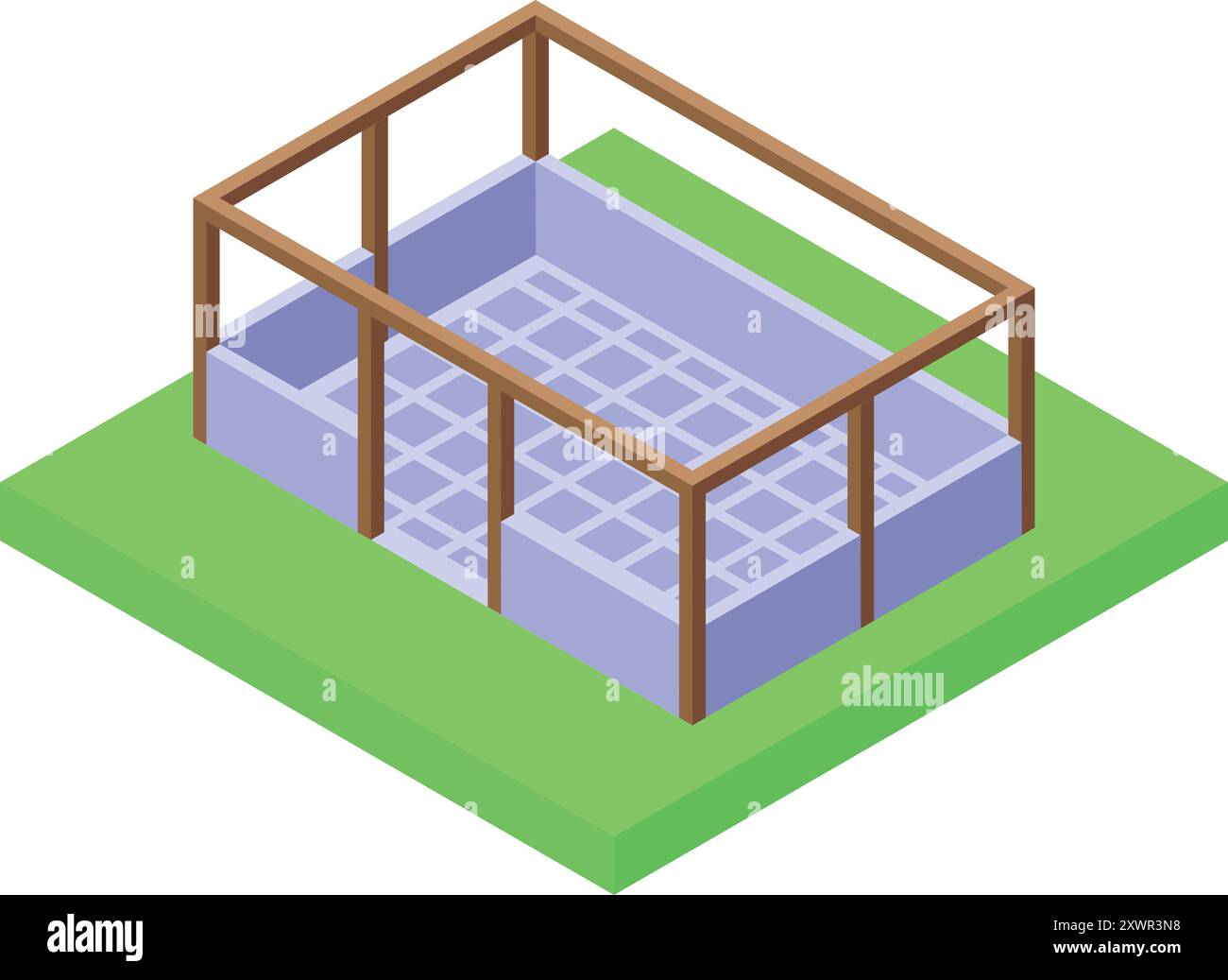 Building foundation under construction with concrete blocks and wooden ...