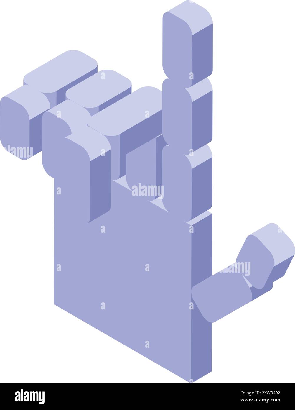 3d geometric hand with index finger pointing up, rendered in isometric ...