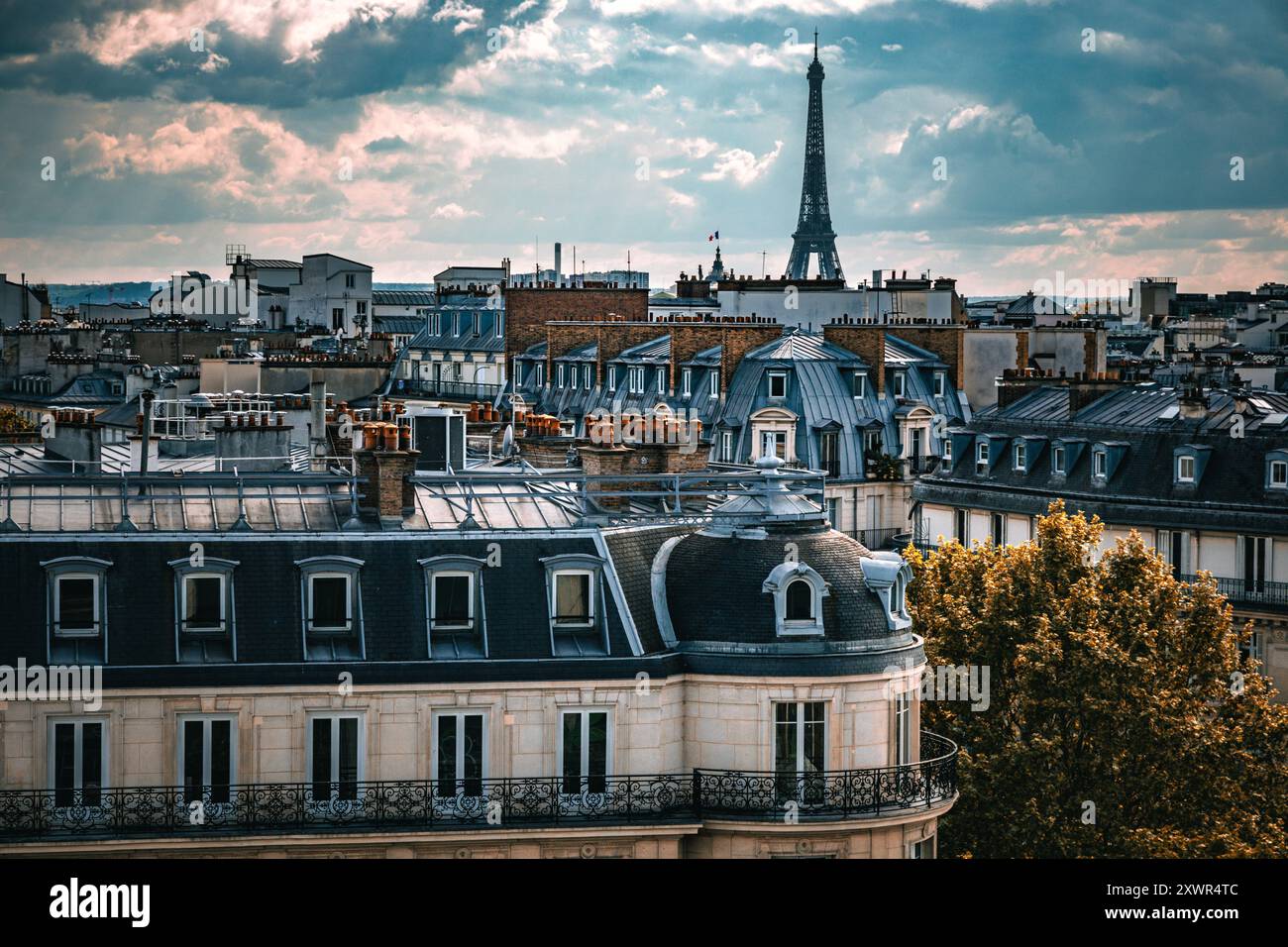 Paris Rooftops with Eiffel Tower in the Background Stock Photo - Alamy