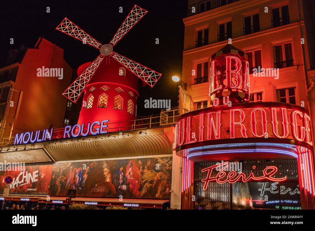Moulin Rouge Illuminated at Night, Paris Stock Photo - Alamy