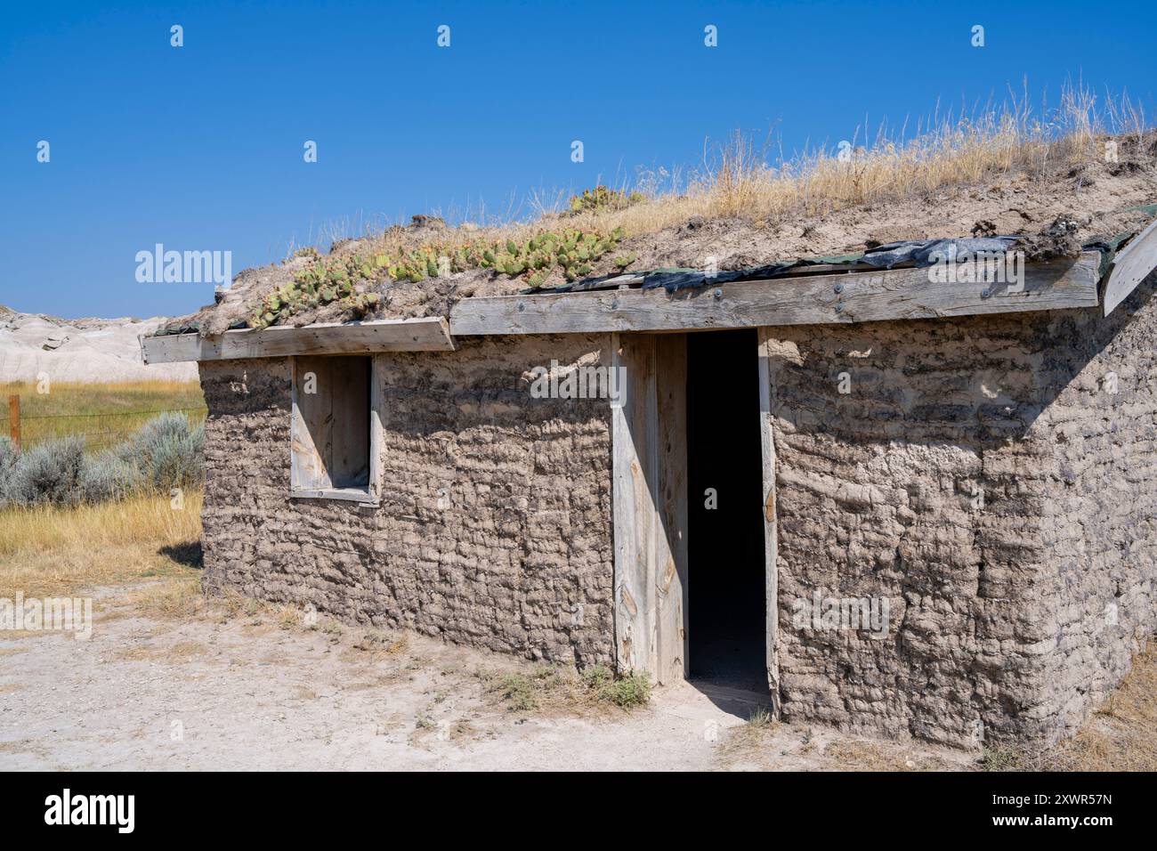 Photograph of the restored sod house at Toadstool Geologic Park and ...