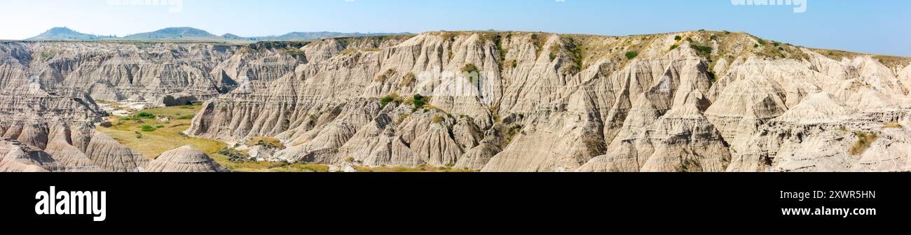 Aerial panoramic photograph of the eroded rock and clay formations at ...
