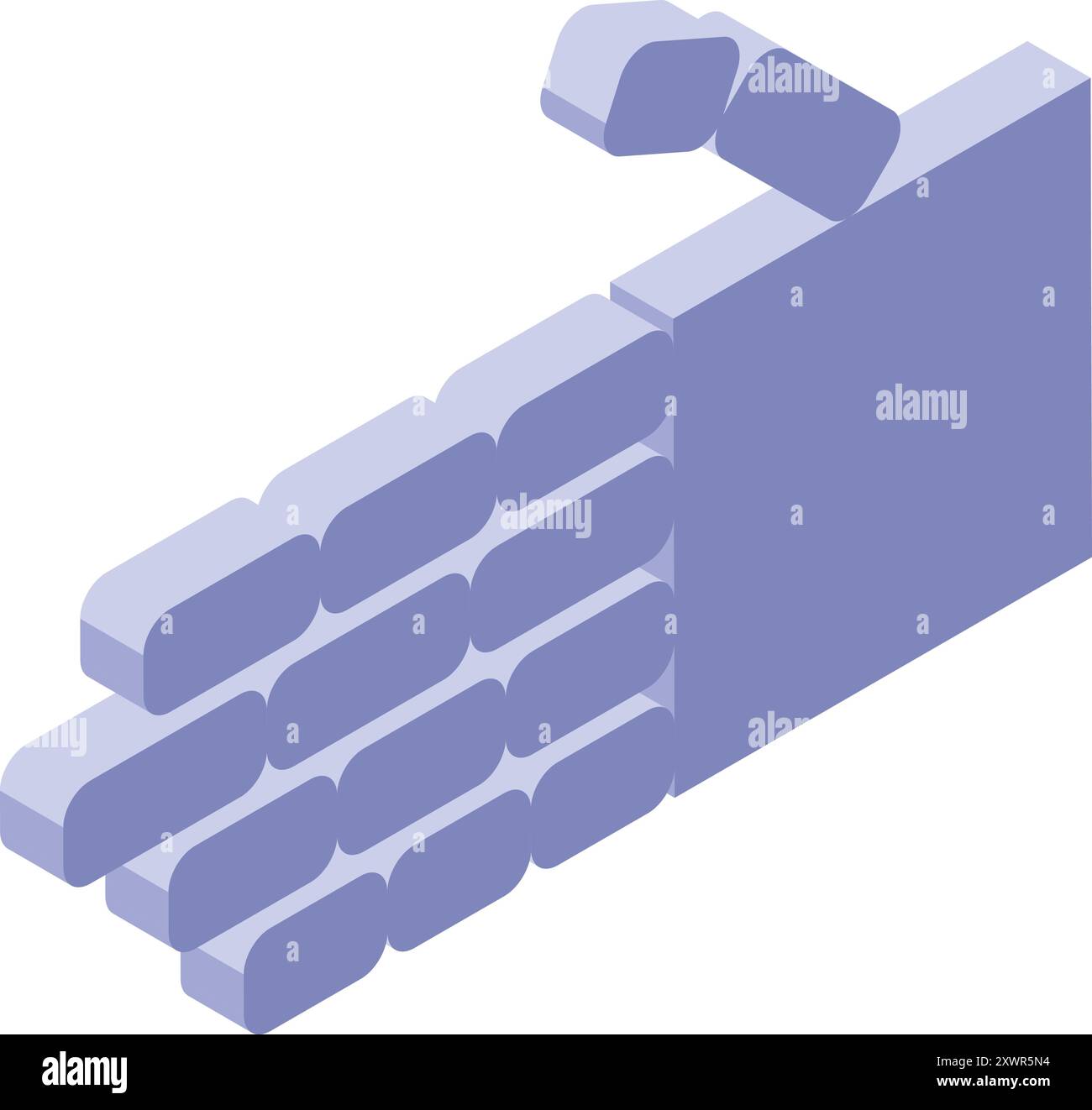 Construction worker building a brick wall, isometric icon illustration ...