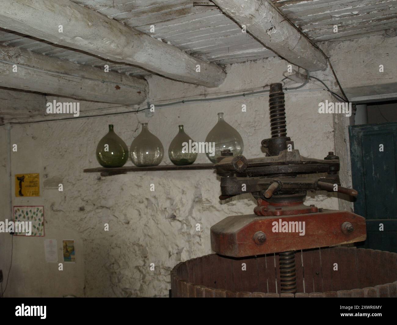 Old winemaking equipment in a traditional estate in Provence Stock ...