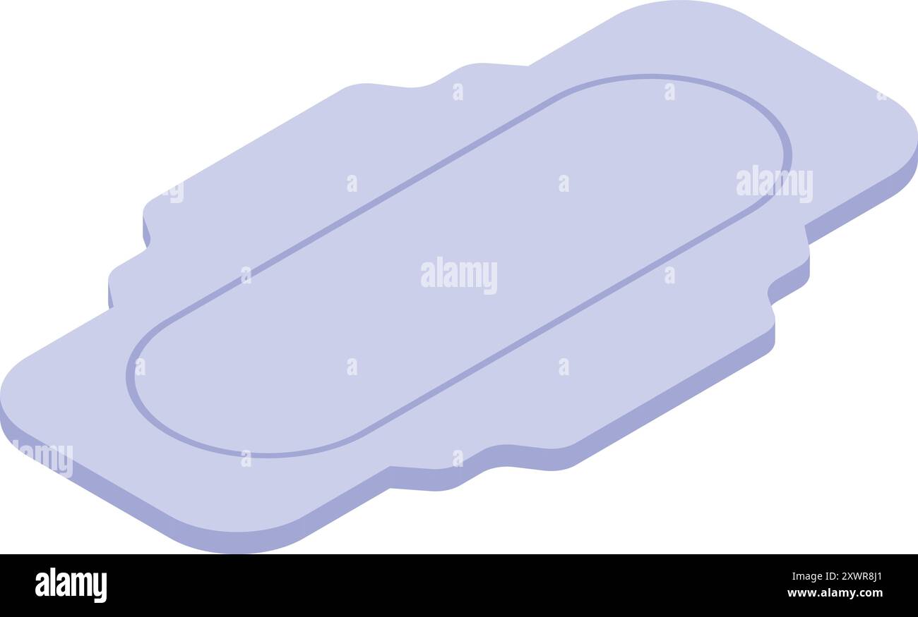 Single, light purple sanitary pad is laying flat, embodying hygiene and ...