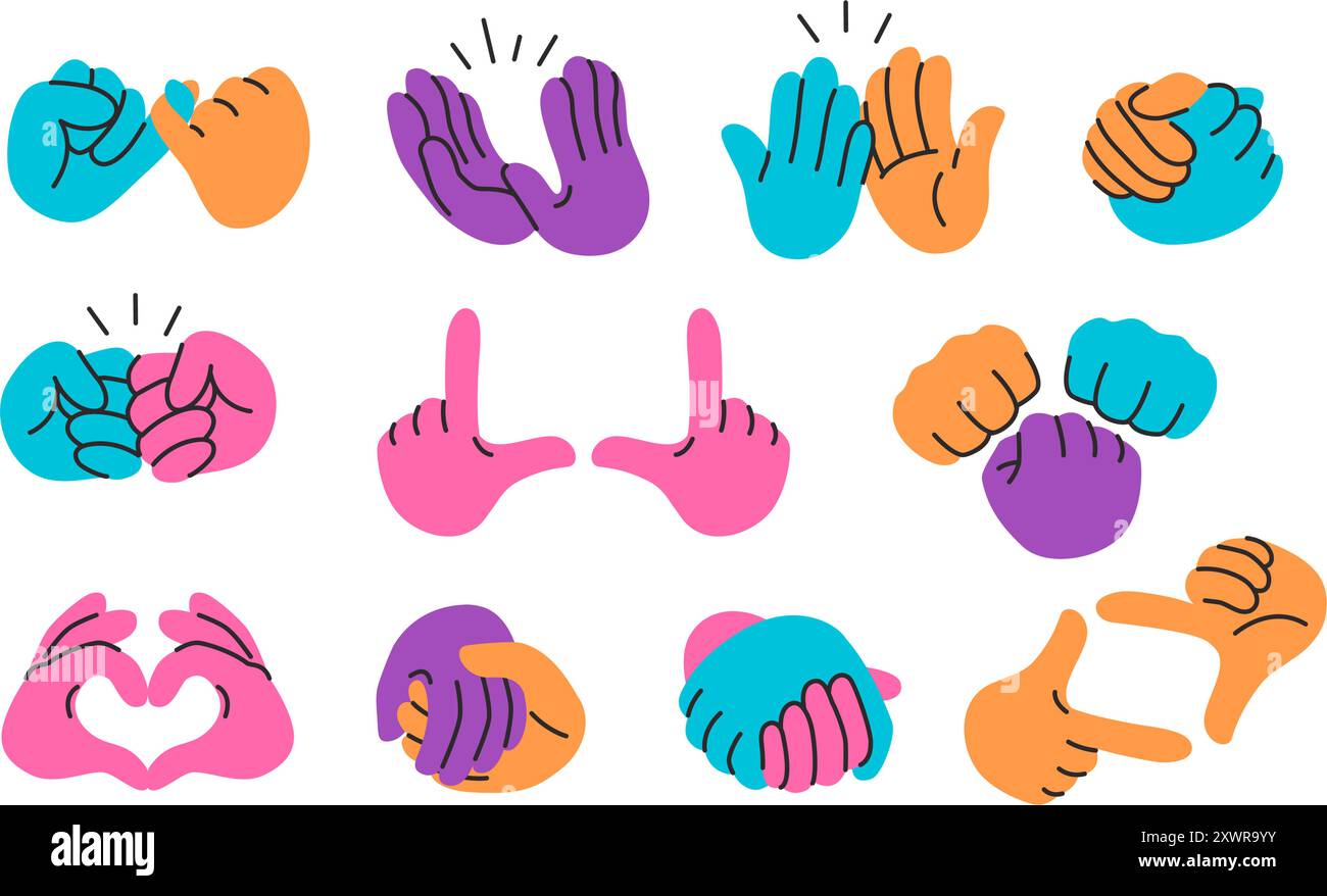 Hands holding together. High five, applause clap and fist bump, couple ...