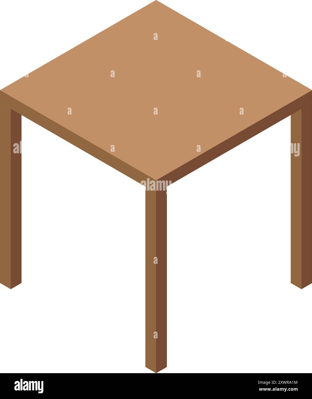 Illustration of a square table standing on four legs in isometric view ...