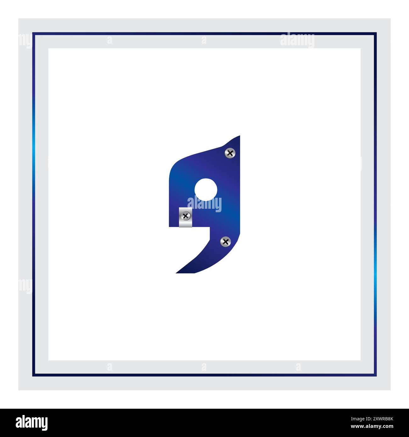 Arabic Kufic Typography A-Z Blue and Silver Alphabet Set with long ...