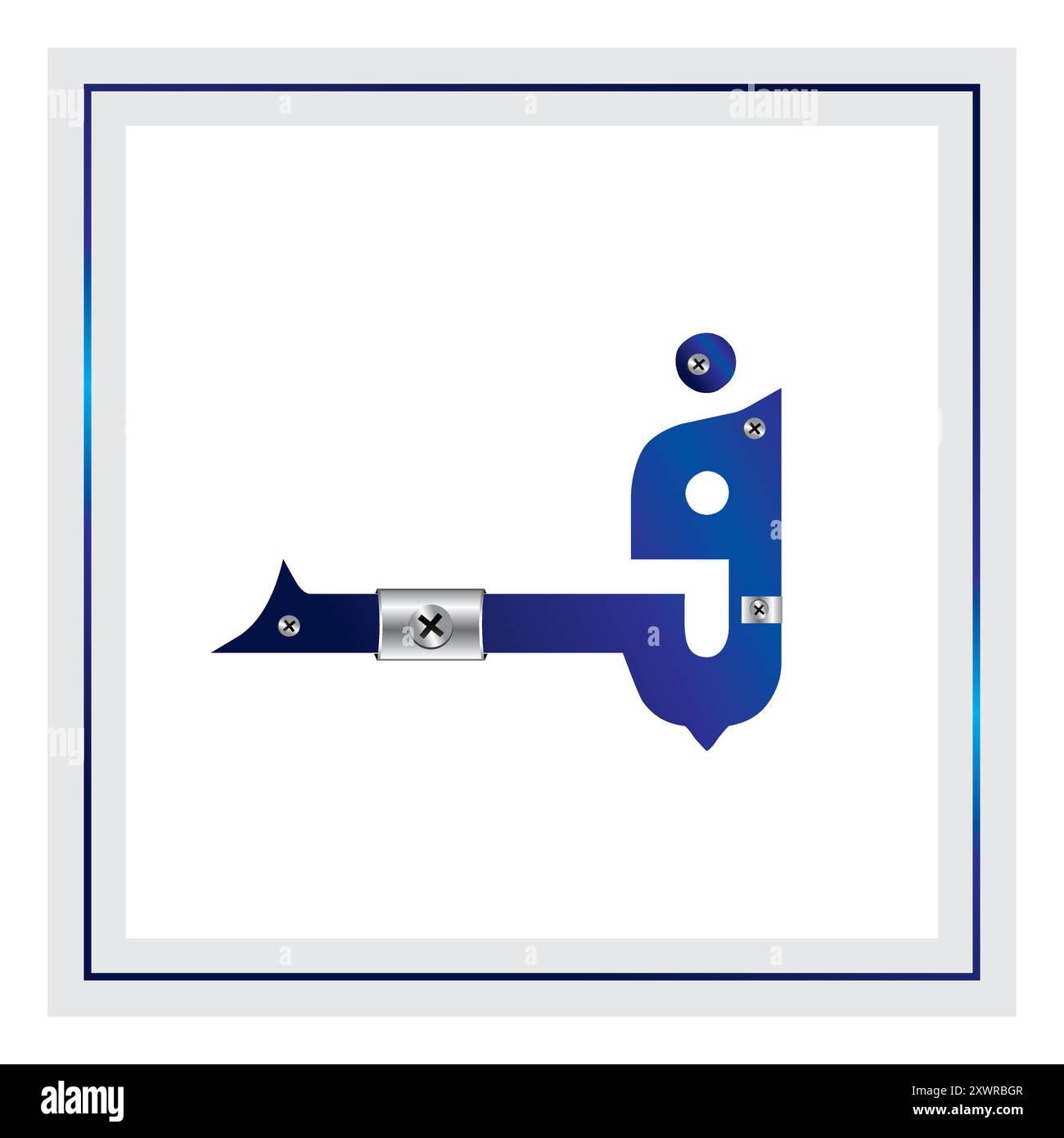 Arabic Kufic Typography A-Z Blue and Silver Alphabet Set with long ...